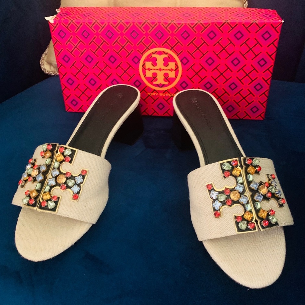 Tory Burch Ines 55 Mm Embellished Slides - Gem